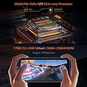 OUKITEL WP21 Rugged Smartphone Unlocked, Dual Screen 17GB+256GB Helio G99, 120Hz 6.78" FHD+, 9800mAh Battery 66W Fast Charge 64MP Camera 20MP Night Vision Android 12 IP68/IP69K 4G Dual Sim NFC OTG GPS