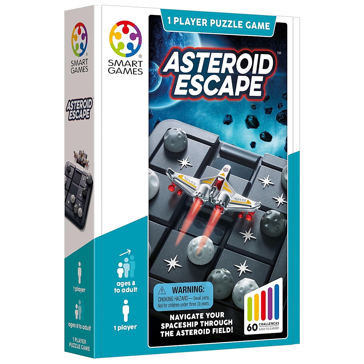SmartGames Asteroid Escape Travel Sliding Puzzle Game Featuring 60 Challenges for Ages 8-Adult
