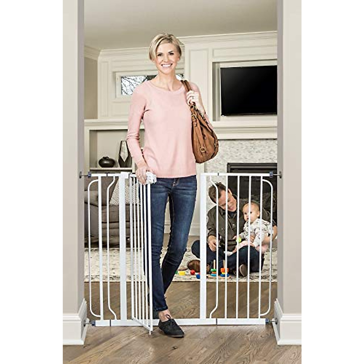 Regalo 37-Inch Extra Tall and 49-Inch Wide Walk Thru Baby Gate, Includes 4-Inch and 12-inch Extension Kit, 4 Pack of Pressure Mount Kit and 4 Pack of Wall Mount Kit