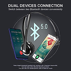 Friencity Trucker Bluetooth Headset, Wireless Headset with Microphone for Office Cell Phone, Noise Canceling On Ear Headphones for PC, VOIP, Call Center, Telephone, Mute Button, 15hrs Talking Time