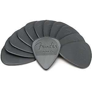 Fender Nylon Guitar Picks 351 Shape, Black, 1.00mm, 12-Pack