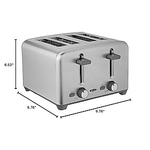 BELLA 4 Slice Toaster with Auto Shut Off - Extra Wide Slots and Removable Drop-Down Crumb Tray with Cancel and Reheat Function - For Texas Toast, Large Bread & Bagel, Stainless Steel
