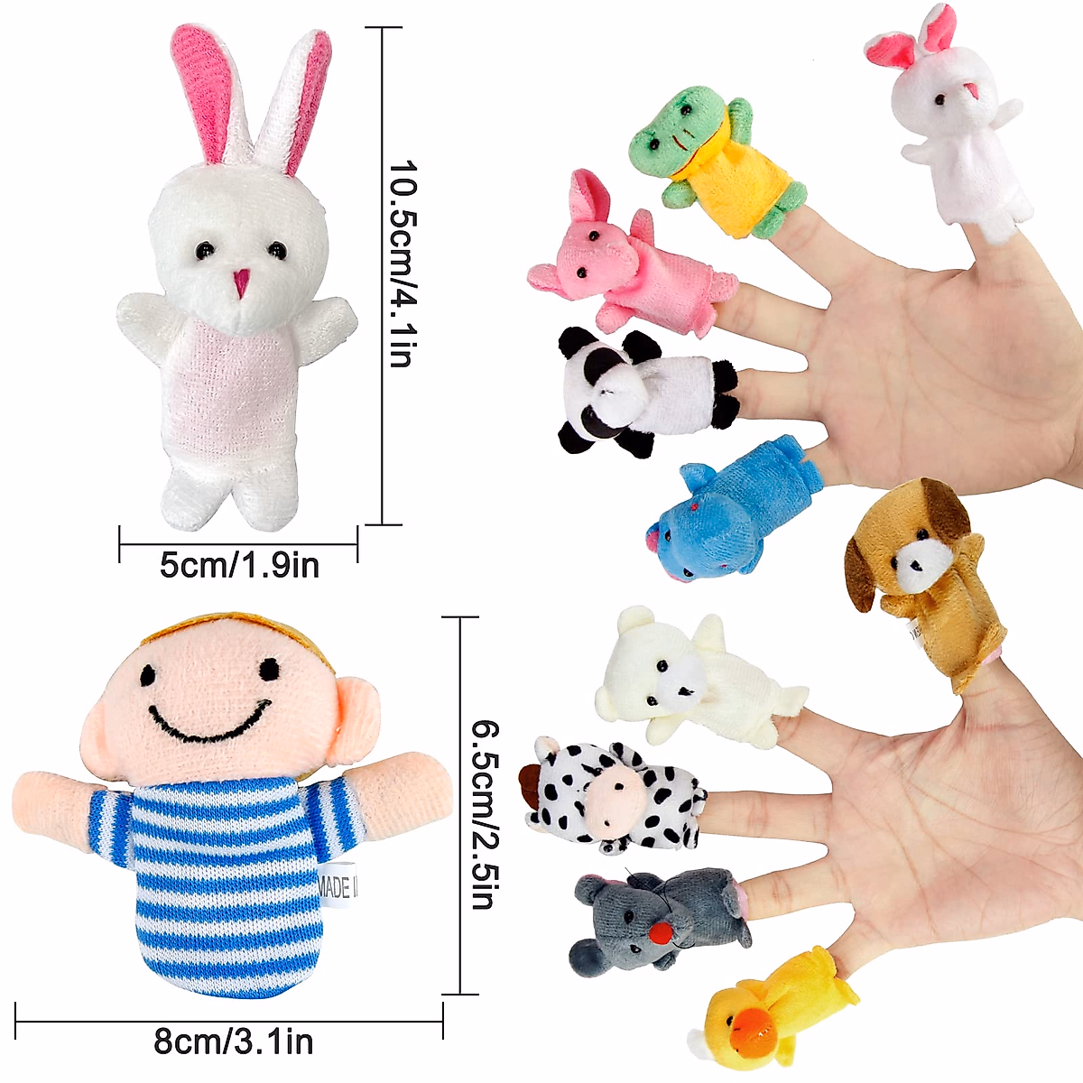 Sealive 16-PCS Finger Puppets for Toddlers Story Time - Soft Velvet 10 Animals & 6 Family Members - Perfect for Role Playing, Classroom Learning, Party Favors, Travel, Therapy, Imagination Building