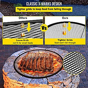 VEVOR Round Fire Pit Grate, 31" Diameter Fire Pit Grill Grate, X-Marks Round Grill Grate, Black Steel Fire Grate, Fire Pit Cooking Grate with Handles, Fire Grill Grate for Outdoor Fire Pit, Campfire