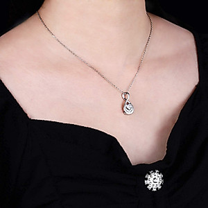 Cremation Urn Necklace for Ashes - Sterling Silver Teardrop Heart Cubic Zirconia Infinity Pendant Keepsake Necklaces, No longer by My Side But Forever in My Heart Memorial Jewelry Gift for Woman