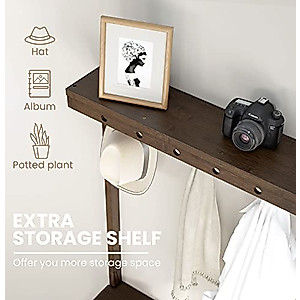 SEIRIONE 5-Tier Coat and Shoe Rack for Entryway Organizer, Freestanding Hall Tree, Mudroom Storage Organization Furniture, 5 Hanger Hooks, Upper Shelf, Solid Bamboo, Stylish Appearance