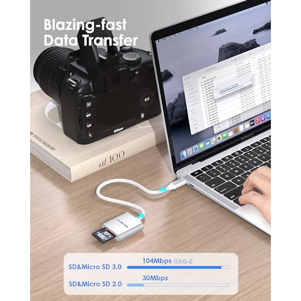 LENTION USB C to SD/Micro SD Card Reader, Type C SD 3.0 Card Adapter Compatible 2023-2016 MacBook Pro 13/15/16, New Mac Air/iPad Pro/Surface, More (CB-C8, Silver)