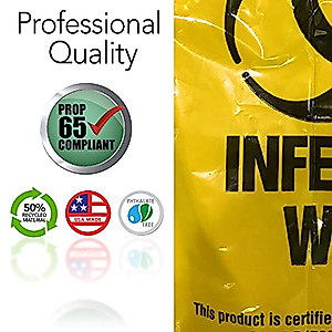 Resilia Medical - Biohazard Bags - For Infectious Waste Disposal, Meets DOT ASTM Standards for Hospital Use, Yellow, 33 Gallon, 29x43 Inches, 25 Bags