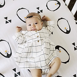 Pickle & Pumpkin Premium Organic Crib Sheet | 2 Pack 100% Organic Jersey Cotton Fitted Crib Sheets Set | Toddler or Standard Crib Mattress Sheets | Girls & Boys | Penguin & Woodland Crib Sheet