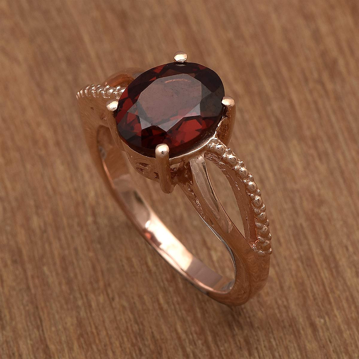 Shine Jewel Solitaire 925 Sterling Silver 1.45 Ctw Red Garnet Stackable Rose Gold Ring (8)
