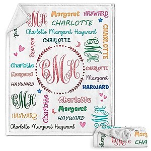 SANDJEST Personalized Baby Blanket Unicorn Custom Baby Name Fleece Throw Blanket Customized Gift for Baby New Mom Niece Daughter Granddaughter Birthday Shower (Style 3)