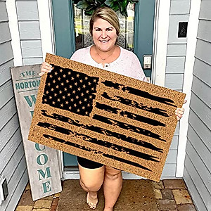 Indoor Front Door Mat Party In The Usa Coir Print Decoration Patriotic Mats for Outside Entry Welcome Independence Day 4Th of July Memorial Flag Hello,Summer Soft Oh My Stars Cute Absorbent Attractive