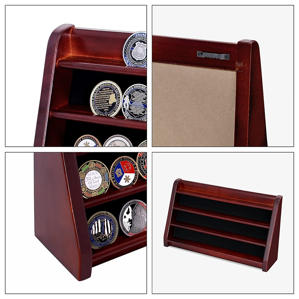 AtSKnSK 4 Rows Military Army Challenge Coin/Casino Chip Display Stand Rack Holder Case Collectible Holds 28-36 Coins