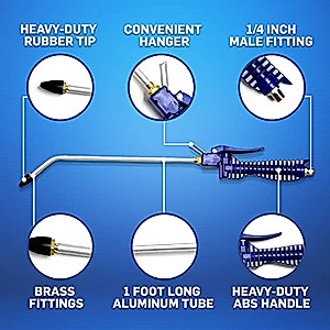 LE LEMATEC Air Nozzle Blow Gun for Air Compressor, 150 PSI Air Blower Gun for Car Detailing, Clean Electronics, Machines, Blow Gun Air Tool Compressor Accessory, Air Wand Pneumatic Tool AS121-2C