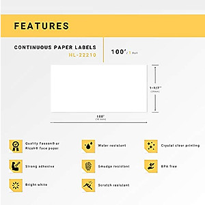 HOUSELABELS Compatible with DK-2210 Replacement Roll for Brother QL Label Printers; Continuous Length Labels; 1-1/7" x 100 feet (29mm*30.48m) - 54 Rolls