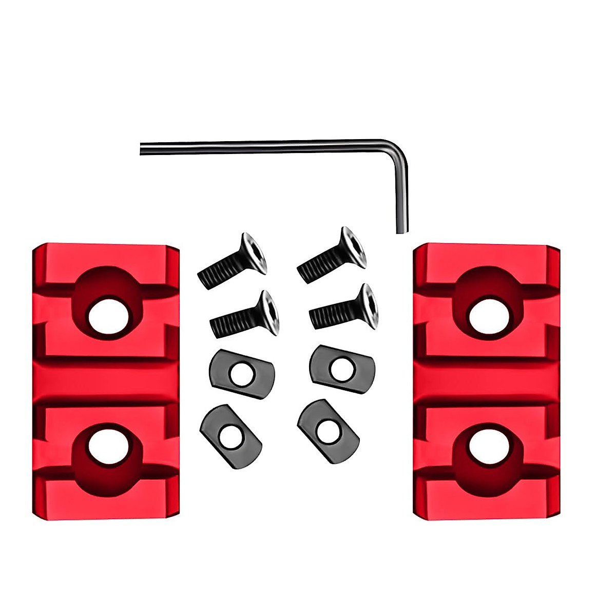 GOTICAL-Combo of 4-45 Degree Offset Mount, 5 Slot, 3 Slot Rail with Quick Detach QD S l i n g S w i v e l Mount Kit-Push Button in Durable Material in red (3, 5 Slots, & Attachment & Red Mounts .)