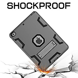 TOPSKY Case Compatible with iPad Air 1st Generation/A1474/A1475/A1476 9.7 inch, Shockproof Built in Kickstand Protective Cover Cases for iPad A1474/A1475/A1476,Grey Black