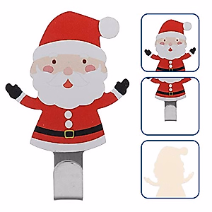 Cabilock 4Pcs Christmas Wall Hooks Santa Claus Metal Wall Hanger Christmas Wall Key Rack Holder Towel Coat Hooks for Door Bathrooms Key Robe Bag
