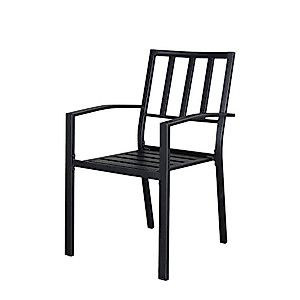 AICTIMO Set of 2 Patio Dining Chairs, 330Lbs Stackable Wrought Outdoor Metal Dining Chairs with Armrest for Outdoor Kitchen Garden, Backyard