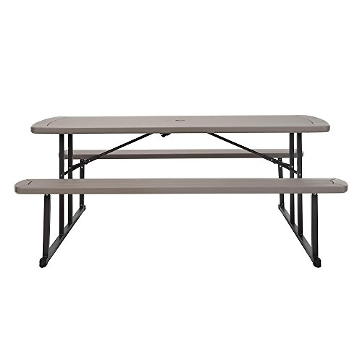 COSCO Outdoor Living 6 ft. Folding Picnic Table, Taupe Wood Grain with Brown Legs