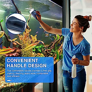 fishkeeper Aquarium Strong Magnetic Glass Cleaner Brush, Fish Tank Algae Magnet Cleaning Tool with 2 Detachable Scrapers, Mag Float Scrubber for 0.25 Inch Glass and Acrylic Tanks