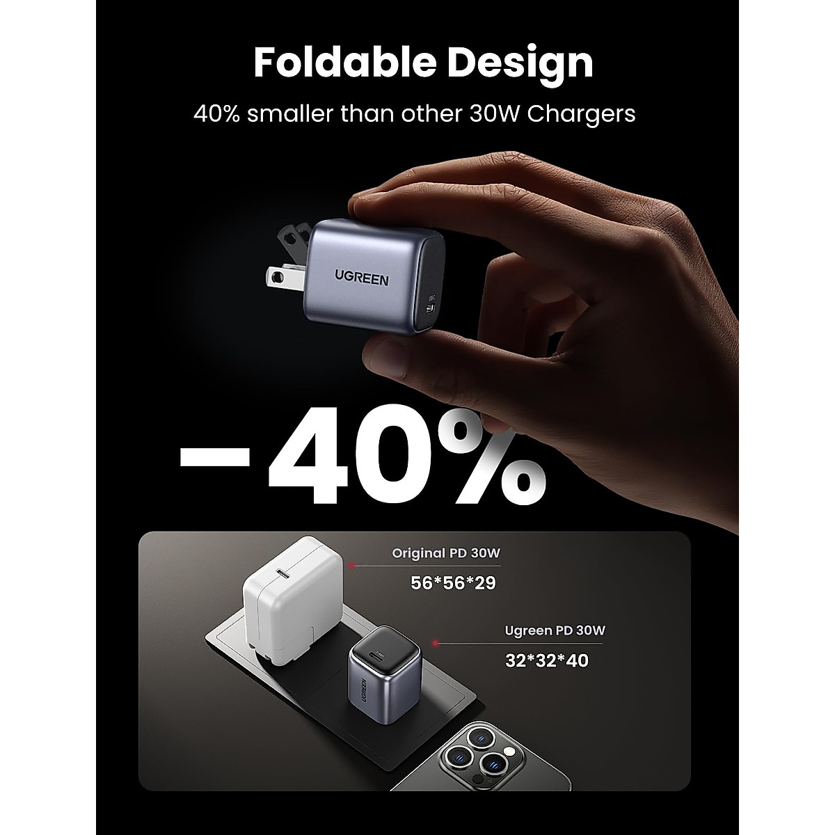 UGREEN Nexode 30W USB C Charger with 60W USB C Cable, iPhone 15 Charger Foldable GaN PPS Compact Fast Wall Charger Block for iPhone 15/14, Galaxy S24 Ultra/S23, Pixel 8 Pro, MacBook Air, iPad Pro