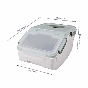 Mumusuki Large Capacity Rice Container Airtight Storage with Easy Open Lid Mint Green PP Material Multi Functional Grain Storage, for Home and Commercial Kitchens (10kg / 22lb)