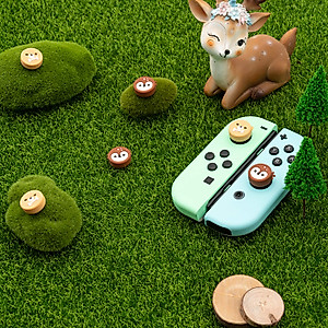 GeekShare 4PCS Cute Animal Theme Thumb Grip Caps,Soft Silicone Joystick Cover Compatible with Nintendo Switch/OLED/Switch Lite - Deer and Dog