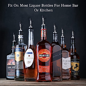 24 Pack Liquor Pourers Set [2023 UPGRADED] - Stainless Steel Liquor Bottle Pourers Tapered Spout with Rubber Dust Caps, Classic Bar Accessories Liquor Dispenser Part