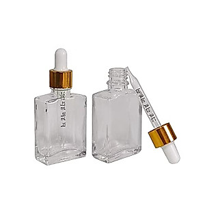 BEGIKET 12 Pack 1 oz Clear Square Glass Dropper Bottle with Measured Eye Dropper, 1oz 30ml Square Essential Oils Dropper Bottle for Perfumes, Liquids, Hair and Body Oils