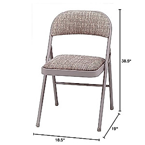 MECO 4-Pack Deluxe Fabric Padded Folding Chair, Chicory Lace Frame and Motif Fabric Seat and Back