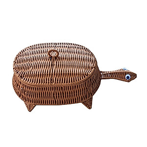 BESTOYARD Turtle Rattan Basket Pantry Wicker Basket Makeup Basket Handmade Rattan Baskets Rattan Woven Basket Toy Container Trinket Tray Chips Imitation Rattan Plastic Rattan Candy Plate