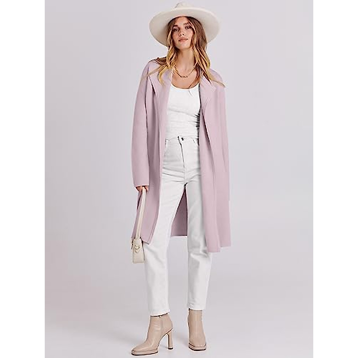 Prinbara Open Front Cardigan for Women Lapel Casual Long Sleeve Knit Sweater Lightweight Trench Coat Jacket 2023 Trendy 7PA21-Taofen-S