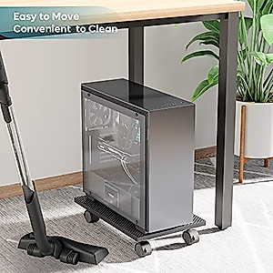 Bestier CPU Stand Computer Tower Stand Cart Floor PC Stand CPU Holder with 4 Caster Wheels Under Desk (Black Carbon Fiber)