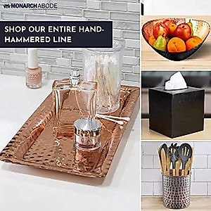 Monarch Abode Decorative Tray, Bathroom Counter Organizer, Vanity Tray, Kitchen Counter Storage, Hand-Hammered Platter, Nickel-Plated, 12" x 6"