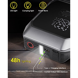 Portable Car Jump Starter with Air Compressor,160PSI Digital Tire Inflator & 8000mAh Battery Booster for 3.5L Gas Engine/4.0L Diesel Engine 12V Car Lithium Battery Safe Jump Box Pack Power Charger