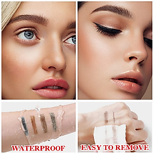 3Pcs Brow Pencil,Eyebrow Tattoo Pen,Long Lasting Waterproof Microblading Eyebrow Pencils,Brow Pen,with Eyebrow Trimmer,3 Eyebrow Models,for Creating Easy Natural Brows (Dark Brown)
