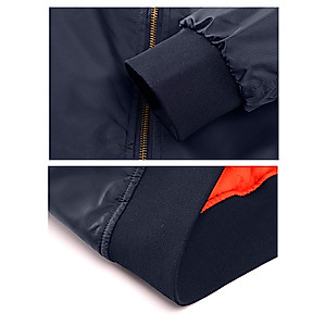 TACVASEN Mens Jackets Navy Bomber Jacket Winter Warm Coats Thicken Sportswear Zip pockets, S