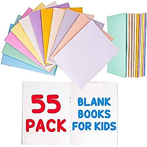 Upper Midland Products 55 Pk Mini Notebooks Journals Blank Paper Books For Kids Students Assorted Vibrant Colors 24 Pages (4.25 x 5.5 Inches) - Bulk Easter Basket Stuffers for Kids Tweens Adults