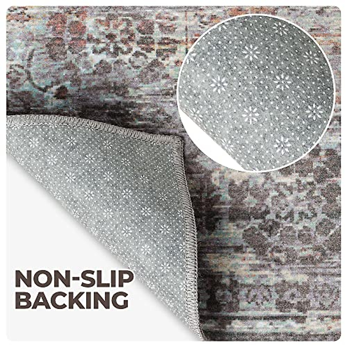 BNM Indoor Runner Rug, Non-Slip Backing for Kids or Pets, Entryway, Living Room, Kitchen, Dorm, Bedroom, Hallway, Machine Washable Rugs, Floor Cover, Diamond Lattice Home Decor, 2' 7" x 8', Cream