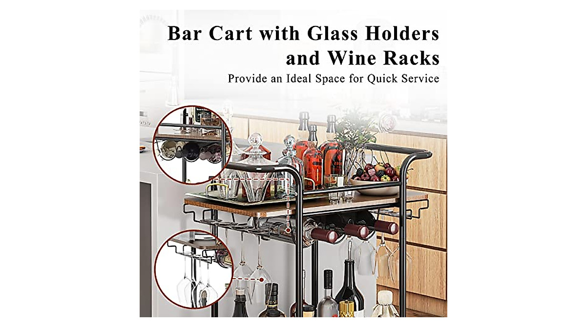 Wisdom Star 2 Tier Bar Cart - Mobile Serving Solution