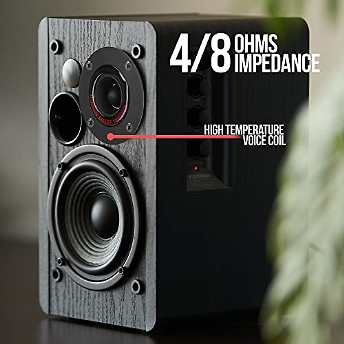 Pyramid 1” Audio Car Tweeter Speaker - 3.25” Bullet Horn Aluminum Die-Cast Titanium Dome, 300 Watt Peak, 2k-25kHz Frequency Response, 4 to 8 Ohm, Heavy Duty 20 oz. Magnet Structure - 1 Pair TW18BK