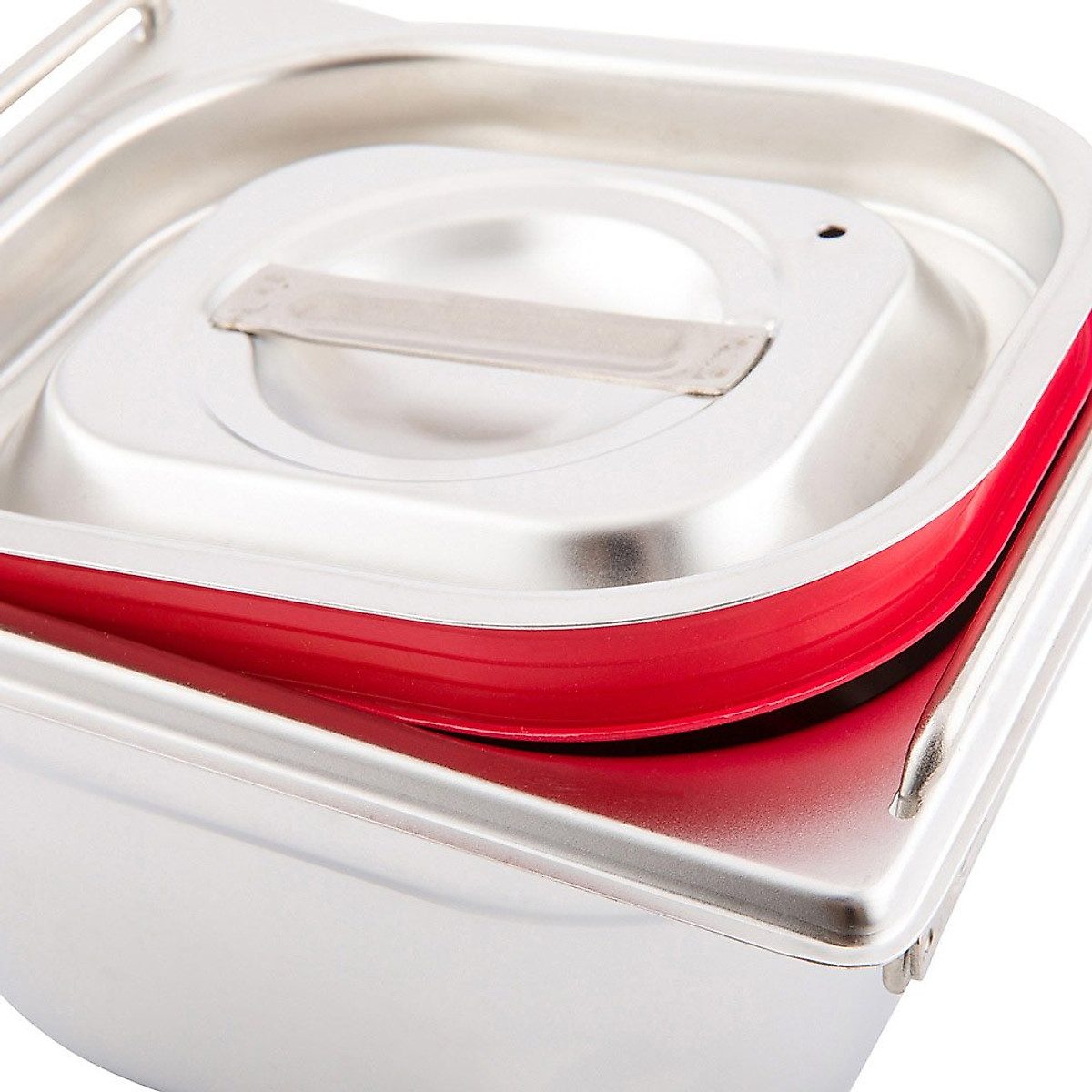 Restaurantware LID ONLY: Met Lux One Sixth Steam Table Pan Lid 1 Travel Hotel Pan Lid - Built-In Leakproof Silicone Seal Stainless Steel Steam Table Pan Lid Pan Sold Seperately