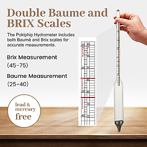 Maple Syrup Hydrometer, Baume and Brix Scale, Maple Syrup Density Kit Syrup Hydrometer for Measure Sugar and Moisture Content (Density) of Boiled Sap
