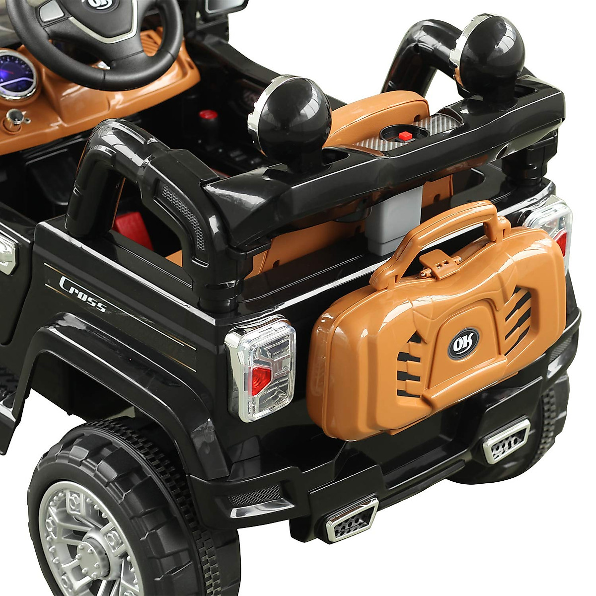 Aosom 12V Kids Ride on Truck, Off-Road Electric Car with MP3 Connection, Working Horn, Steering Wheel, and Remote Control, Black