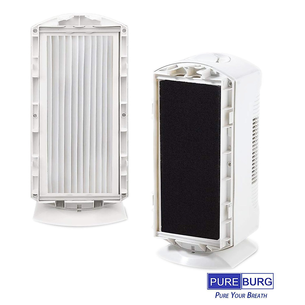 PUREBURG 990051000 Replacement True HEPA Filter Set Compatible with Hamilton Beach TrueAir 04383 04384 04385 04386 Compact Pet Air Purifier,H13 Activated Carbon,2-Pack