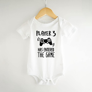 Bump and Beyond Designs Baby-Boys Funny Gamer Pregnancy Announcement for Dad and Grandparents Gift Leotard White, 0-3 Months