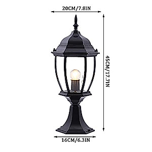 JSBDPHW Retro Style E27 Pillar Lamp Outdoor Waterproof Post Light Glass Lampshade Villa Courtyard Fence Column Light Lawn Lamp Base Landscape Light