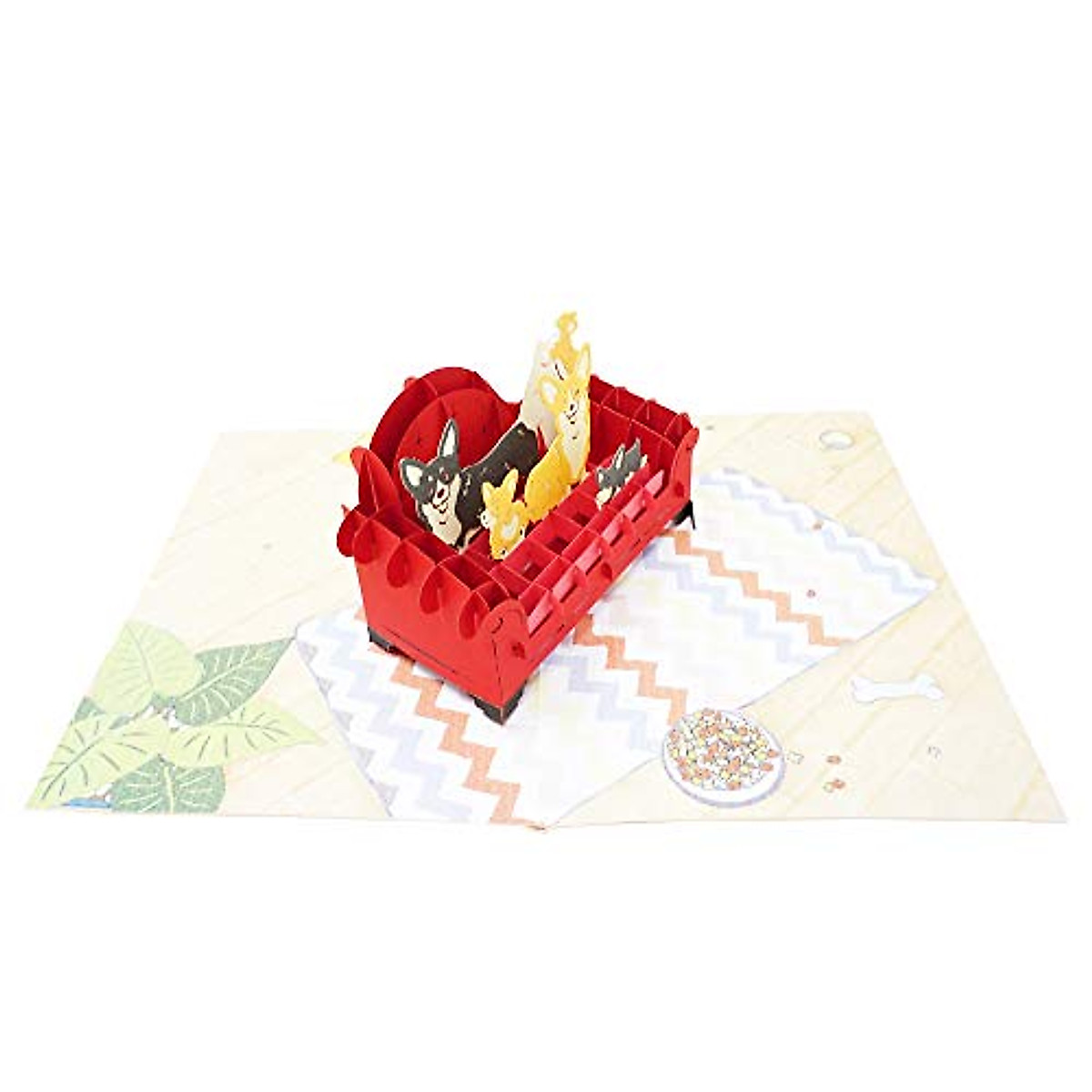 Happy Corgi Family - 3D Pop Up Greeting Card For All Occasions - Love, Birthday, Christmas, Good luck, Father's Day, Mother's Day - Message Note for Personalized - Thick Envelope, Fold Flat