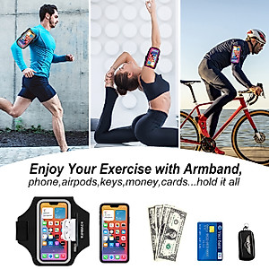 RUNBACH Running Armband for Google Pixel 8/8 Pro/7/7a/7 Pro/6/6a/6 Pro/5/5a/4/4a/4XL/3a/3 XL,Water Resistant Sport Armband with Zipper Slot for Pixel Buds and Car Key (Black)